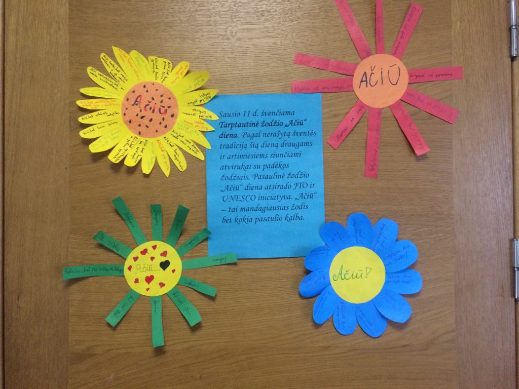 Tarptautinė „Ačiū“ diena – Vilniaus r. Rudaminos „Ryto“ gimnazija